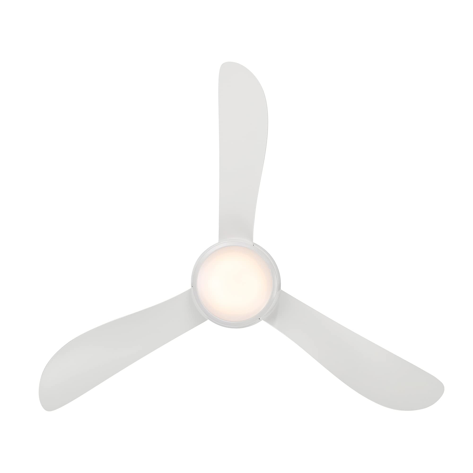 Corona Smart Indoor and Outdoor 3-Blade Flush Mount Ceiling Fan 44in Matte White 3000K LED Light Kit and Remote Control works with Alexa, Google Assistant, Samsung Things, and iOS or Android App