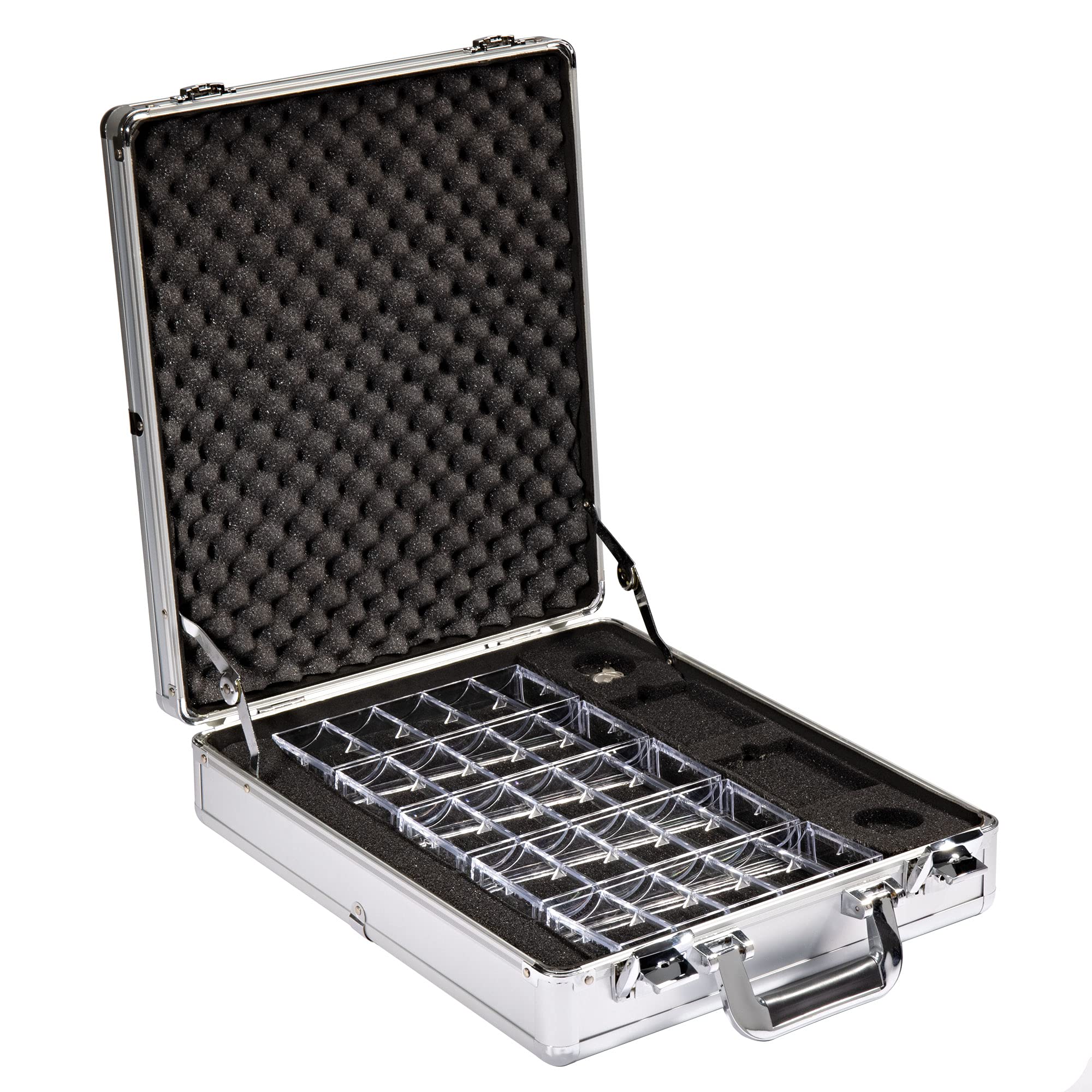 Monaco Club Poker Chip Set Aluminum Carry Case - Casino Clay Composite 13-Gram Quality Poker Chips - with Dice, Playing Cards - Heavy-Duty Protection - Locking Portable Case (500 ct. Premium)