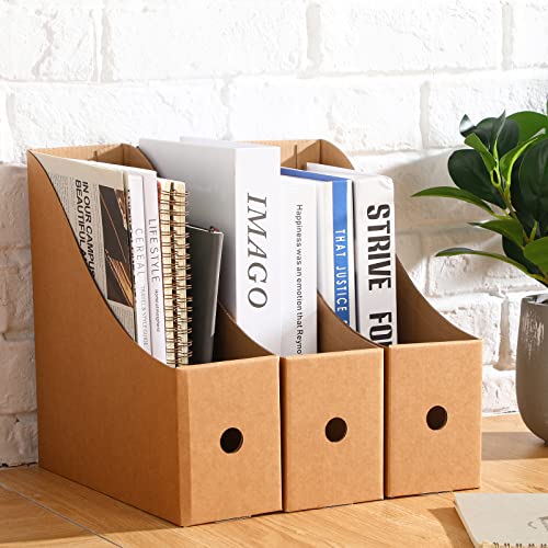 24 Pcs Magazine Holder Magazine File Holder Paper Folder Document Magazine Organizer Desk Magazine Storage Box Cardboard Book Bins for School Office Desk Supplies, 10.6 x 10.2 x 3.5 Inch(Brown)