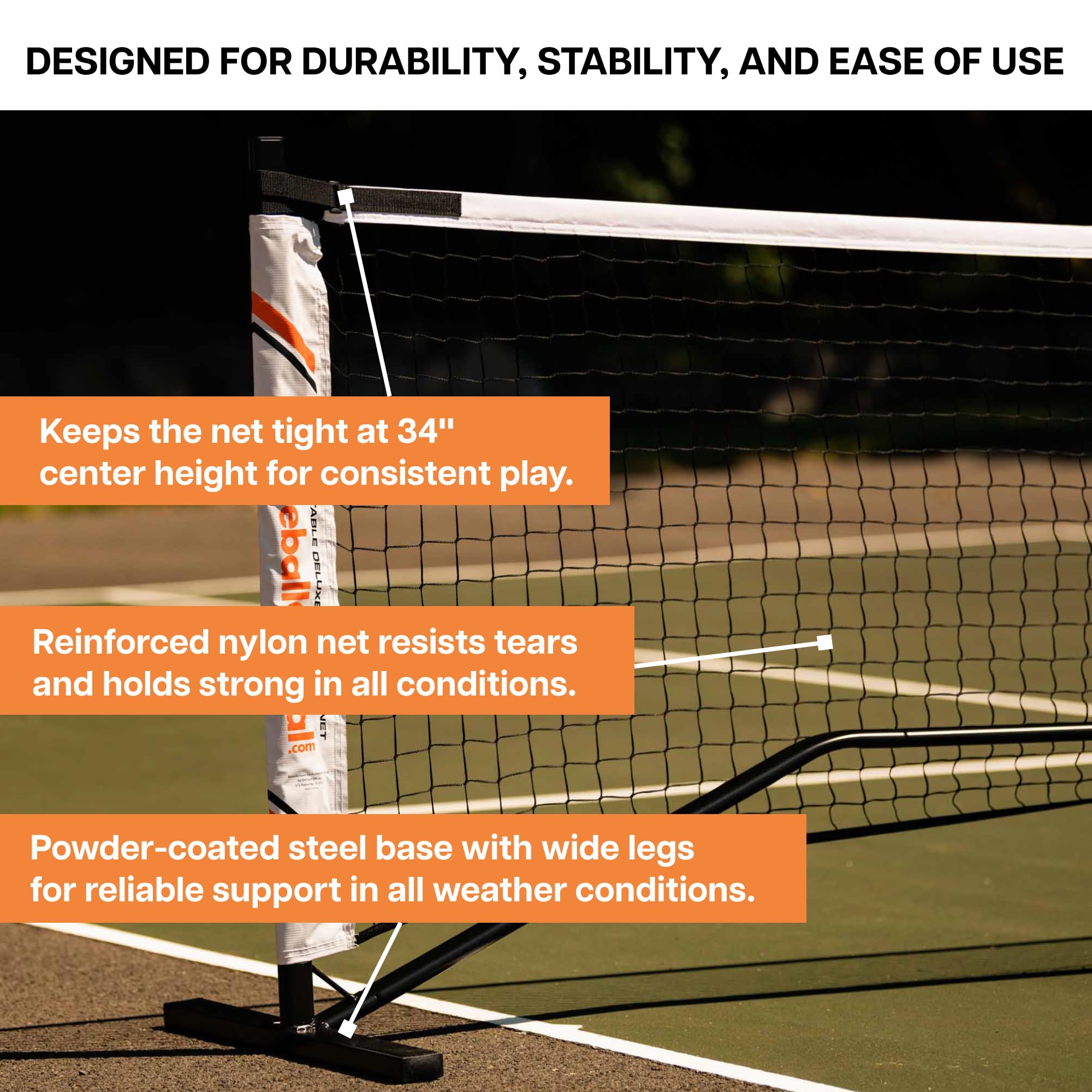 PickleballCentral Rally Pickleball Net, Portable Net System, Indoor/Outdoor, Pickleball Training Aids, Regulation Size, Alloy Steel Frame, Net and Carry Bag (Delux)