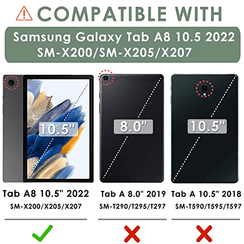 DETUOSI Galaxy Tab A8 10.5 Case with Rotate Stand & Shoulder Strap, Kids Friendly Shockproof Protective Case for Samsung Tab A8 10.5 inch 2022 (SM-X200/X205/X207), Red & Green