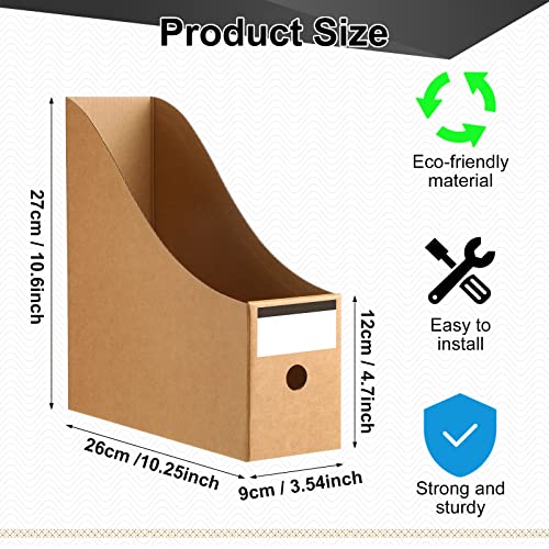 24 Pcs Magazine Holder Magazine File Holder Paper Folder Document Magazine Organizer Desk Magazine Storage Box Cardboard Book Bins for School Office Desk Supplies, 10.6 x 10.2 x 3.5 Inch(Brown)