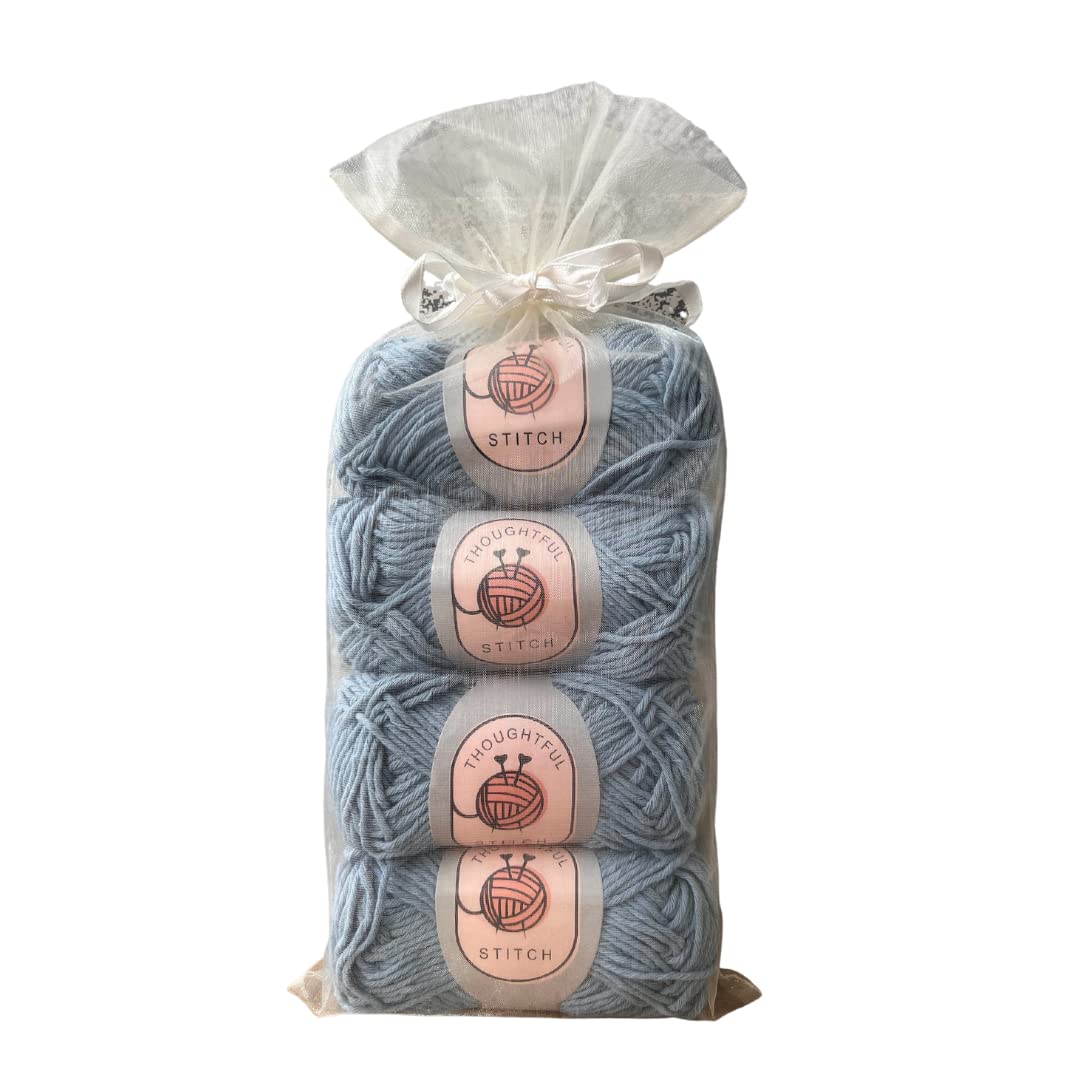 Cotton Yarn for Crocheting (Pack of 4) - 75g Soft & Durable Amigurumi Yarn, Knitting Yarn for Crocheting Sweaters, Dishcloth & DIY Projects, Perfect for Beginners and Experts, Machine Washable (Blue)