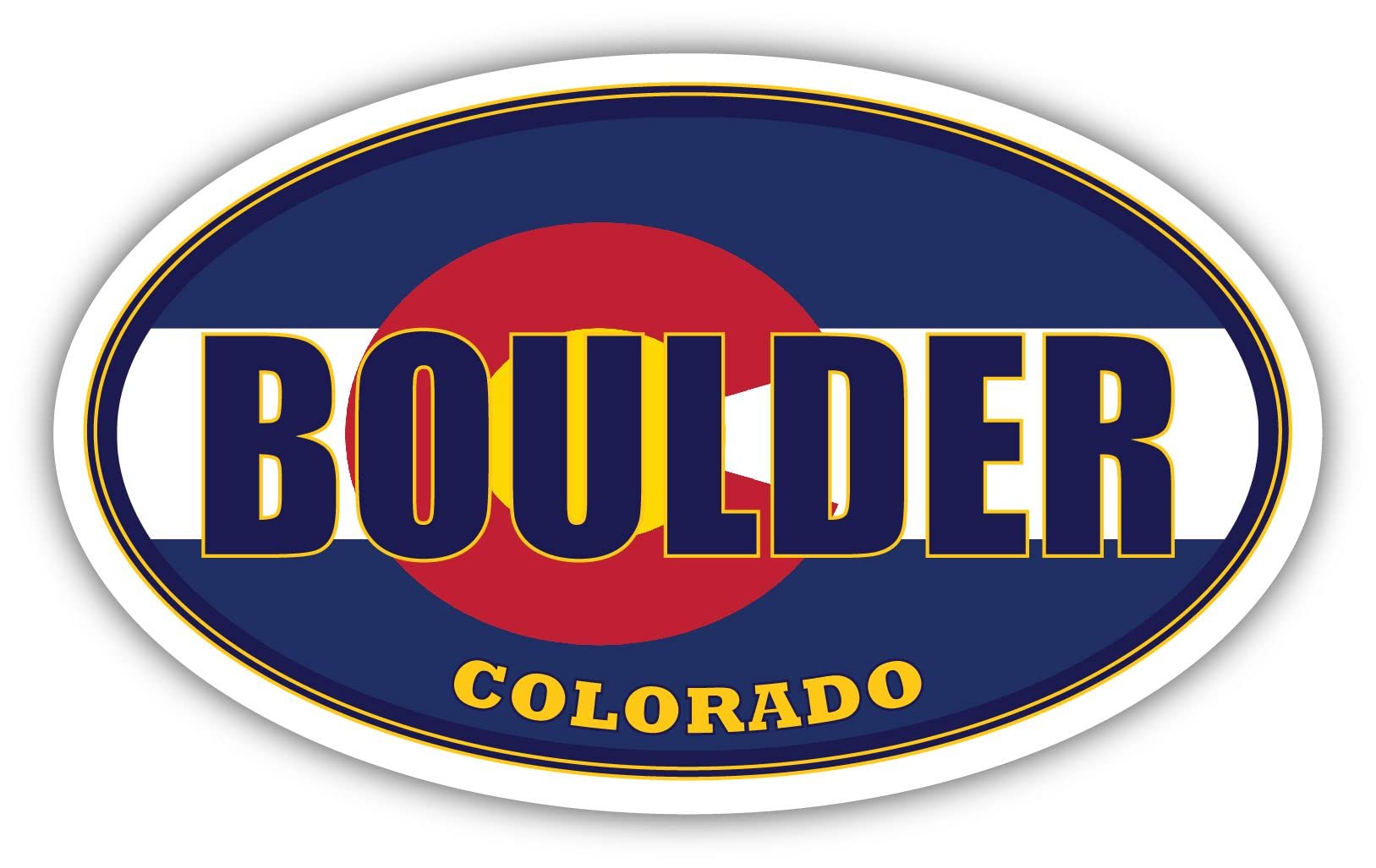 Boulder City Colorado State Flag | CO Flag Boulder County Oval State Colors Bumper Sticker Car Decal 3x5 inches