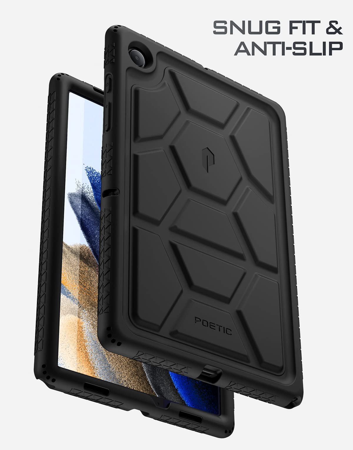 Poetic TurtleSkin Case Designed for Samsung Galaxy Tab A8 Case 10.5 Inch 2022, Heavy Duty Shockproof Rugged Kids Friendly Drop Protection Silicone Cover Case, Black