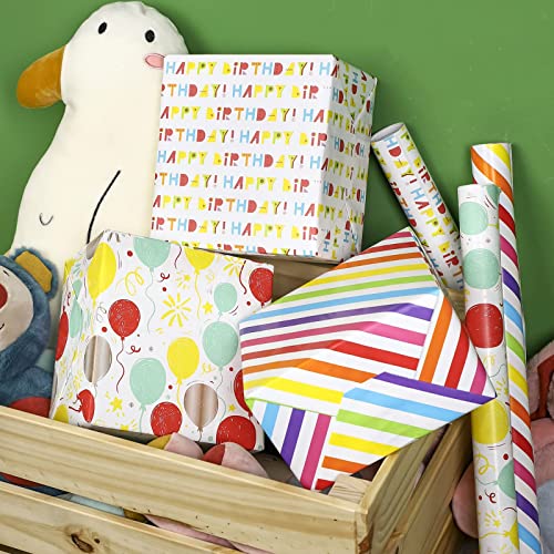 MAYPLUSS Birthday Wrapping Paper Roll - Mini Roll - 17 inch X 120 inch Per roll - Balloon Design (42.3 sq.ft.TTL)
