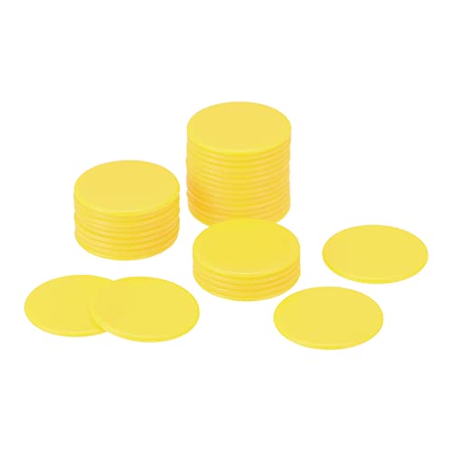 MECCANIXITY PVC Game Chips 3/4 Inch for Counting Playing Marker, Craft Projects, Solid Yellow Pack of 150
