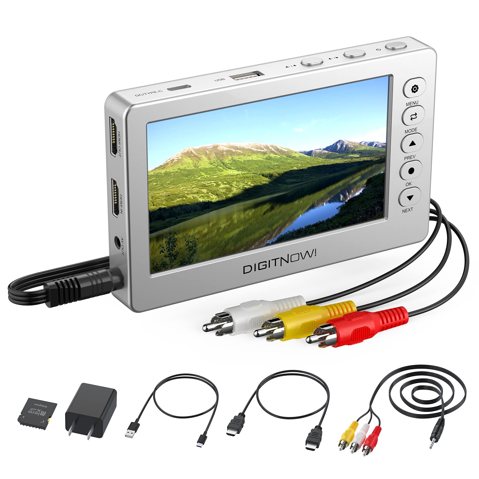 DIGITNOW VHS to Digital Converter, HD Video Capture Box 1080P 60fps, AV&HDMI Reocord from VCR, DVD, RCA, VHS Tapes, Hi8, Camcorder 6.21 x 2.63 x 0.72 inches V102S V102S