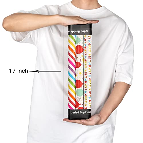 MAYPLUSS Birthday Wrapping Paper Roll - Mini Roll - 17 inch X 120 inch Per roll - Balloon Design (42.3 sq.ft.TTL)