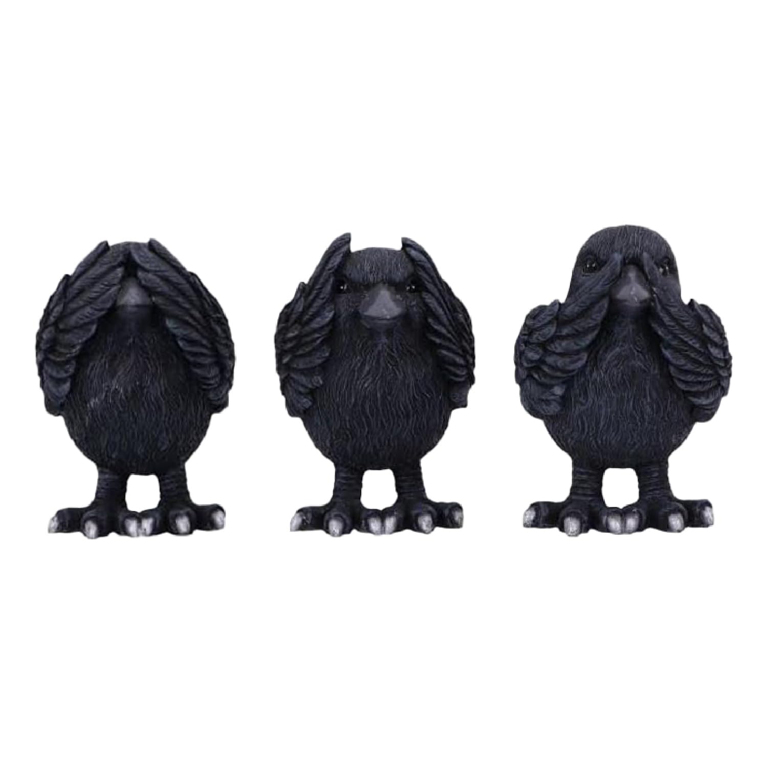 Nemesis Now Three Wise See No Evil Hear No Evil Speak No Evil Figurines, Adorable Hand-Painted Resin Collectibles and Gift - Ravens