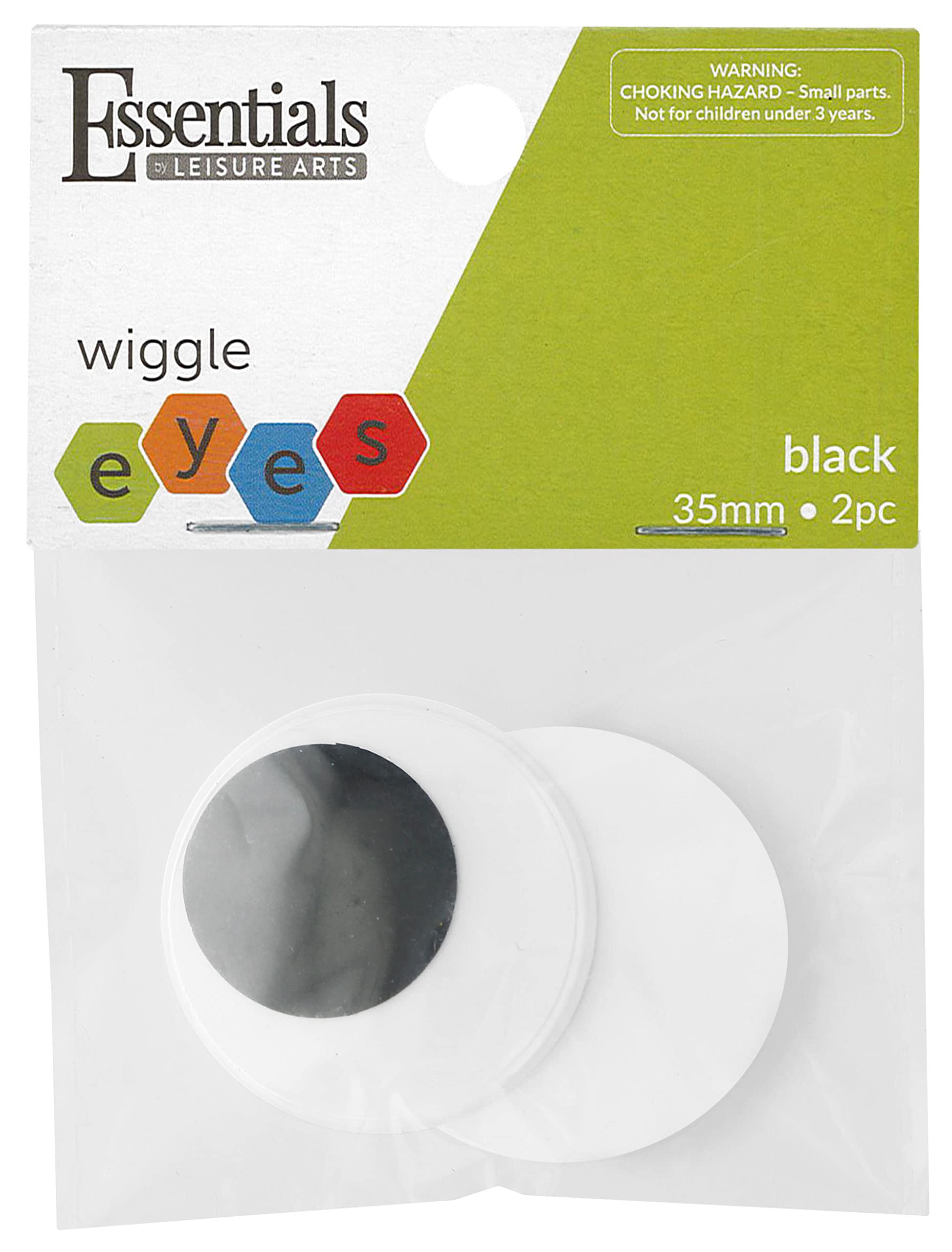 Essentials by Leisure Arts Eyes Paste On Moveable 35mm Black 2pc Googly Eyes, Google Eyes for Crafts, Big Googly Eyes for Crafts, Wiggle Eyes, Craft Eyes
