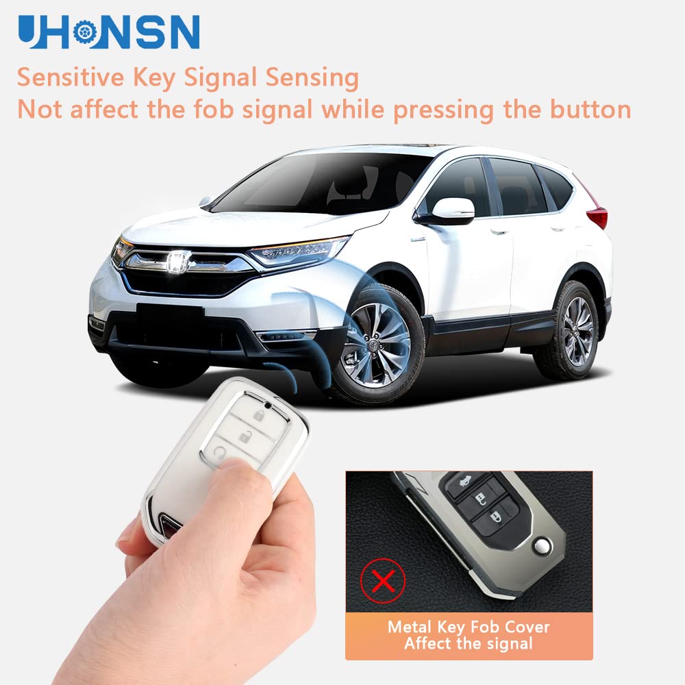 UHONSN Key Fob Cover for Honda Accessories Accord Civic Car Keychain Case Smart Remote Keys Protector Pilot Odyssey 2017-2021 Keycover White