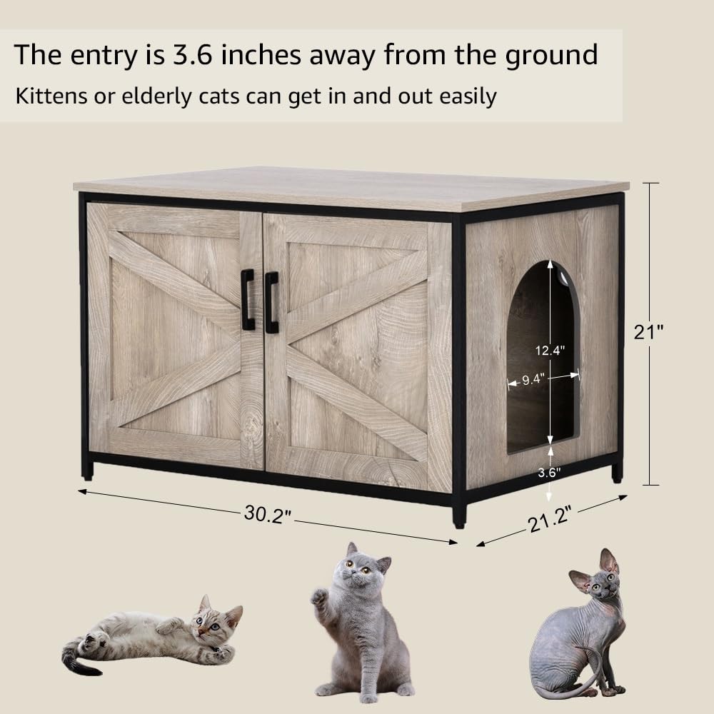 unipaws Top Opening Cat Litter Box Enclosure, Flip Top XL Extra Large Cat Box Furniture, Friendly to Elderly People, High Jumbo Automatic Litter Box Cover Hidden for Large Cat
