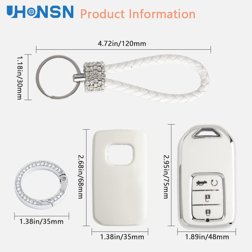 UHONSN Key Fob Cover for Honda Accessories Accord Civic Car Keychain Case Smart Remote Keys Protector Pilot Odyssey 2017-2021 Keycover White
