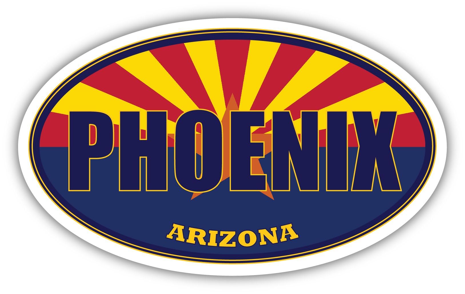 Phoenix City Arizona State Flag | AZ Flag Maricopa County Oval State Colors Reflective Sticker Car Decal 3x5 inches