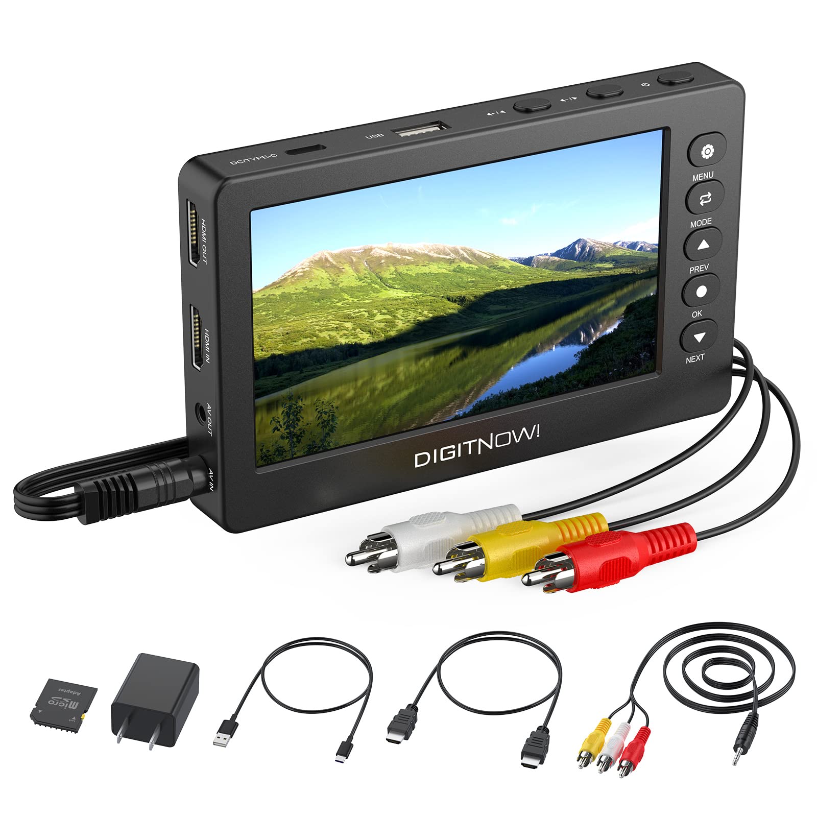 DIGITNOW Video to Digital Converter, VCR VHS to Digital Converter with 5" OLED Screen, Video Recorder Capture Device from DVD, RCA, Hi8, Camcorders, Gaming Systems, Support AV and HDMI