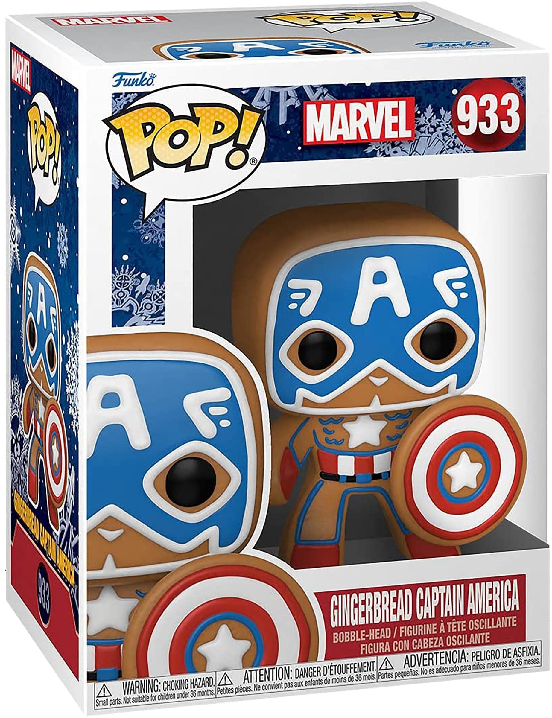 POP Marvel: Holiday - Gingerbread Captain America Funko Vinyl Figure (Bundled with Compatible Box Protector Case), Multicolored, 3.75 inches