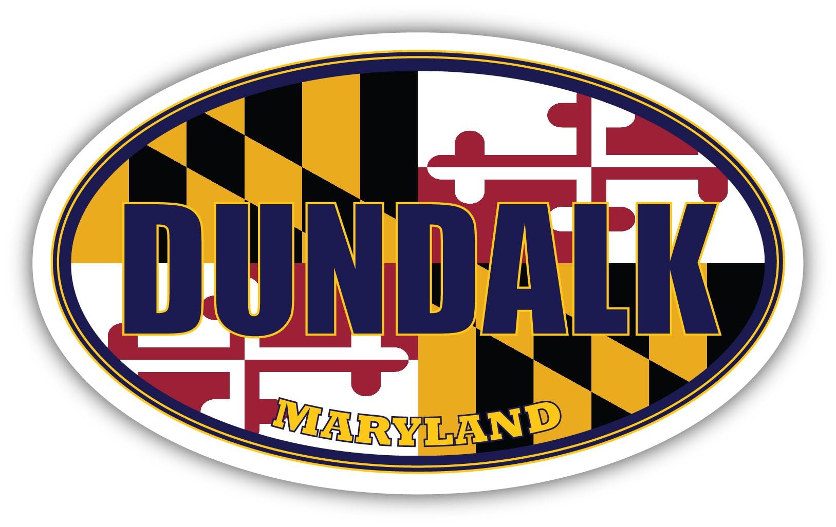 Dundalk City Maryland State Flag | MD Flag Baltimore County Oval State Colors Reflective Sticker Car Decal 3x5 inches