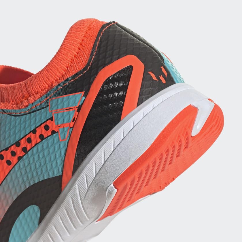 adidas X SPEEDPORTAL Messi.3 Indoor Soccer Shoe, Team Solar Orange/Mint Rush/Black, 2 US Unisex Little Kid