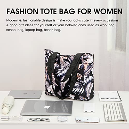 Muzale Women Tote Bag - Laptop Tote Bag with Zipper Pocket Lightweight Shoulder Bag Handbag Purse for Work Gym Beach Travel