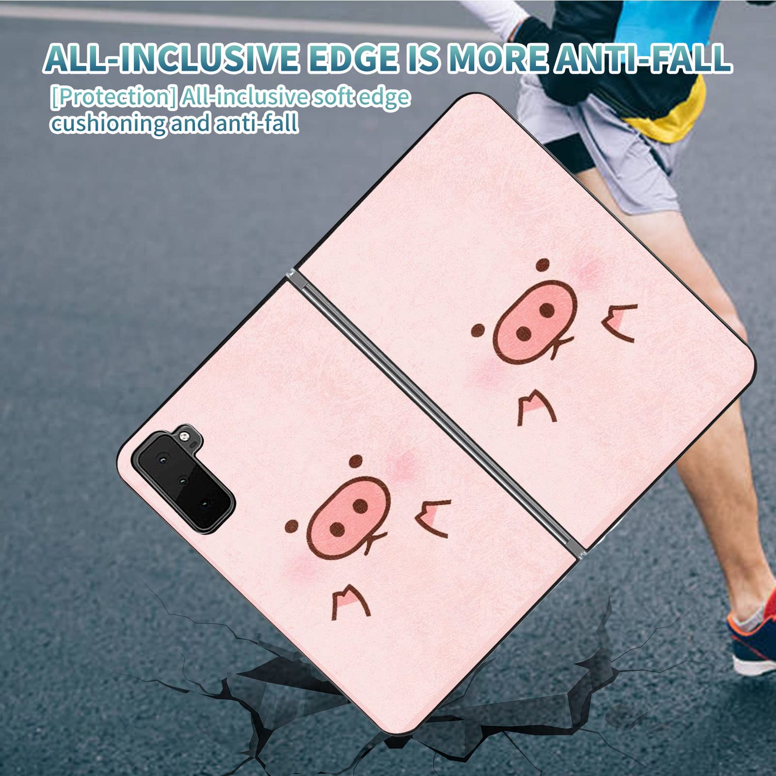 Case for Microsoft Surface Duo 2, BEOTIWAD Shockproof Non-Slip Hard PC Thin Protective Cover for Microsoft Surface Duo 2, Cute Pink Pig