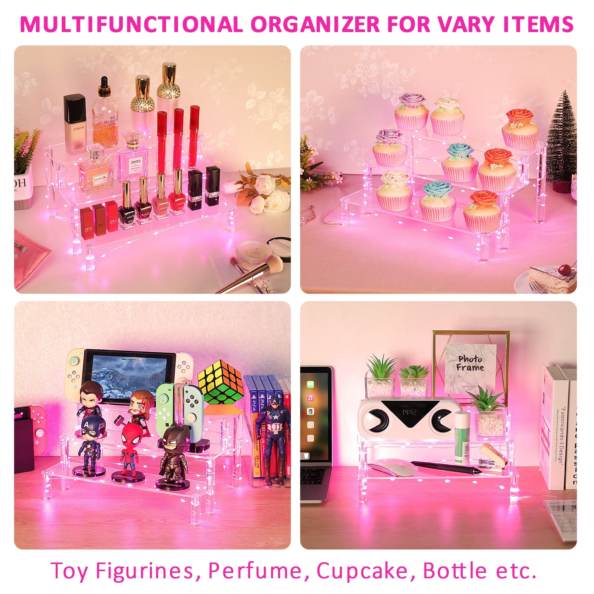 YestBuy 3 Tier Shelf Cupcake Stand (Pink) + 5 Tier Premium Cupcake Holder (Pink)