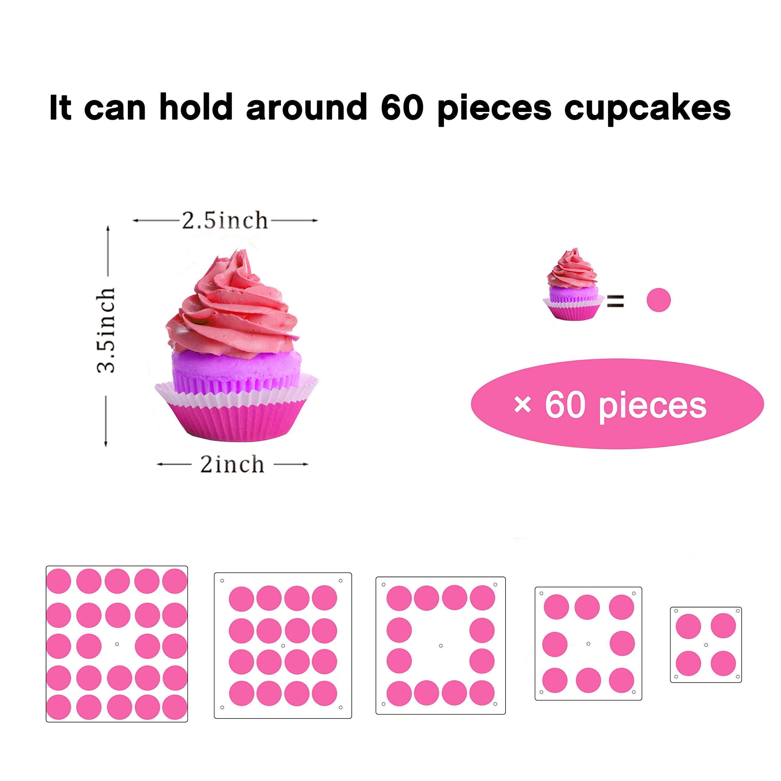 YestBuy 3 Tier Shelf Cupcake Stand (Pink) + 5 Tier Premium Cupcake Holder (Pink)