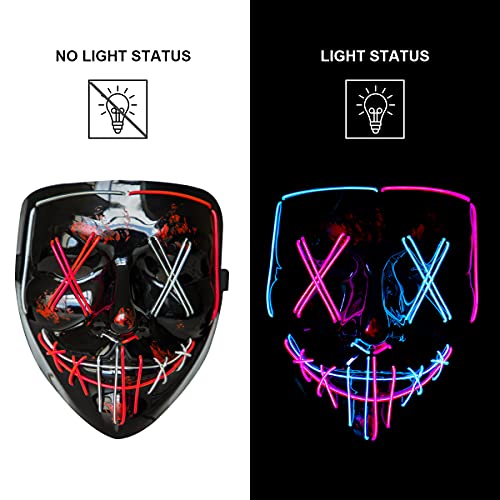 Stegosaurus 2 Packs LED Mask, Halloween Led Mask Light Up Mask with 3 Light Modes for Festival Party, 2 Colors
