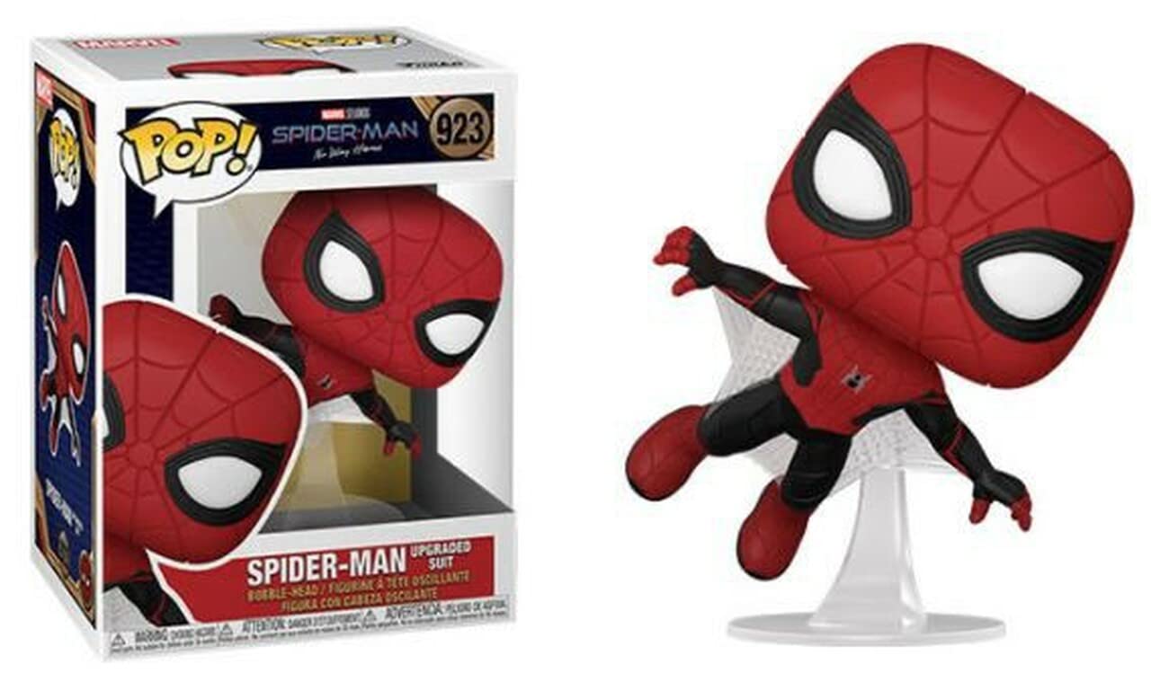 Spider-Man POP Marvel No Way Home in Upgraded Suit Funko Pop! Vinyl Figure (Bundled with Compatible Pop Box Protector Case), Multicolor, 3.75 inches