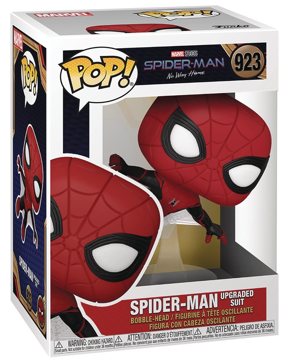 Spider-Man POP Marvel No Way Home in Upgraded Suit Funko Pop! Vinyl Figure (Bundled with Compatible Pop Box Protector Case), Multicolor, 3.75 inches