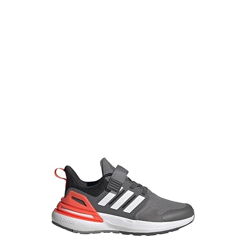 adidas Rapidasport Bounce Running Elastic Lace Sneaker, Grey/White/Grey, 2.5 US Unisex Little Kid