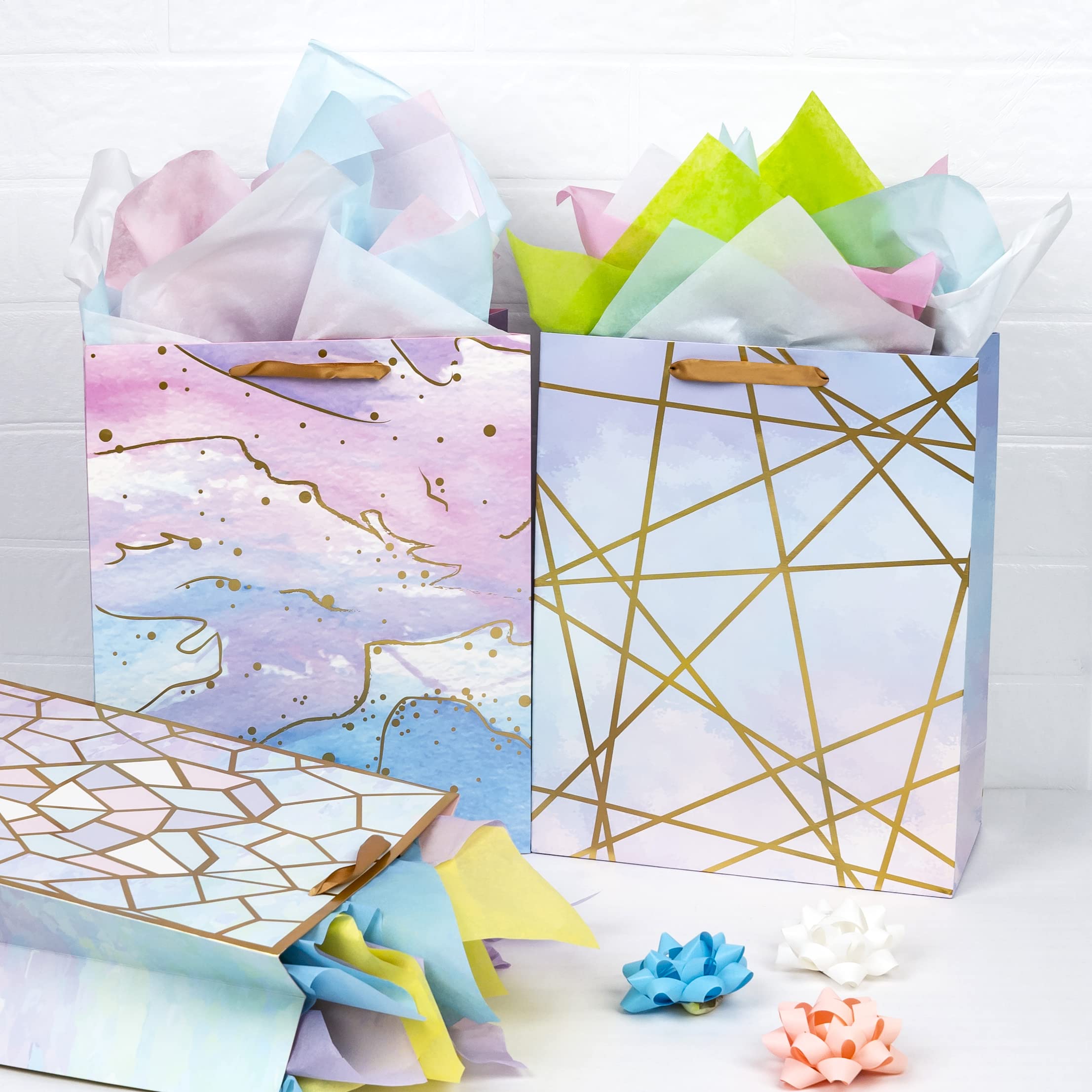 Loveinside Wrapping Tissue Paper - 8 Color Rainbow Tissue Paper Bulk for Wrap, Art Crafts, DIY, Pack Bags - 20 x 20 inches - Total 120 Sheets, Light Rainbow