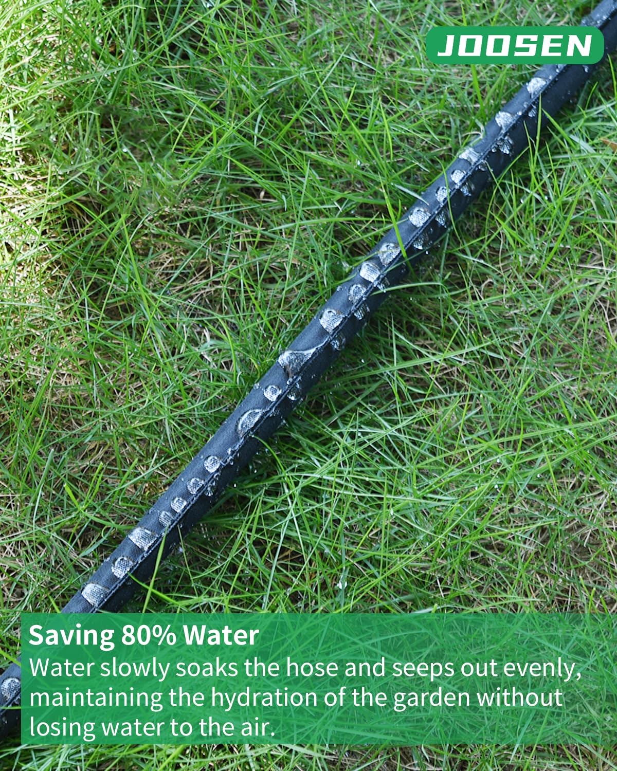JOOSEN Soaker Hose 50ft 1/2" Flat Double Layer Consistent Drip Hose Saving 80% Water Leakproof Kink Free Vegetable Garden Pvc Hose