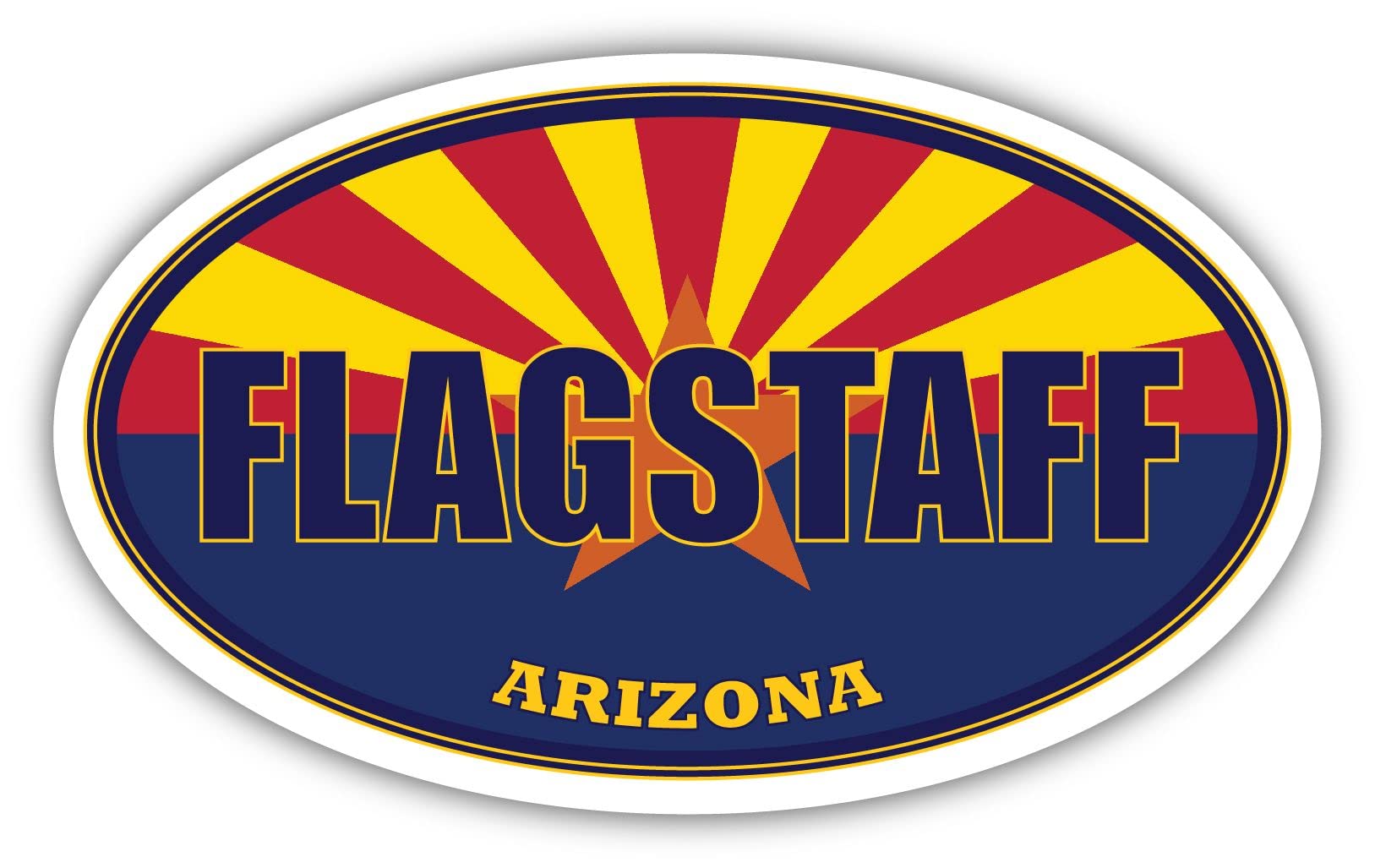 Flagstaff City Arizona State Flag | AZ Flag Coconino County Oval State Colors Bumper Sticker Car Decal 3x5 inches