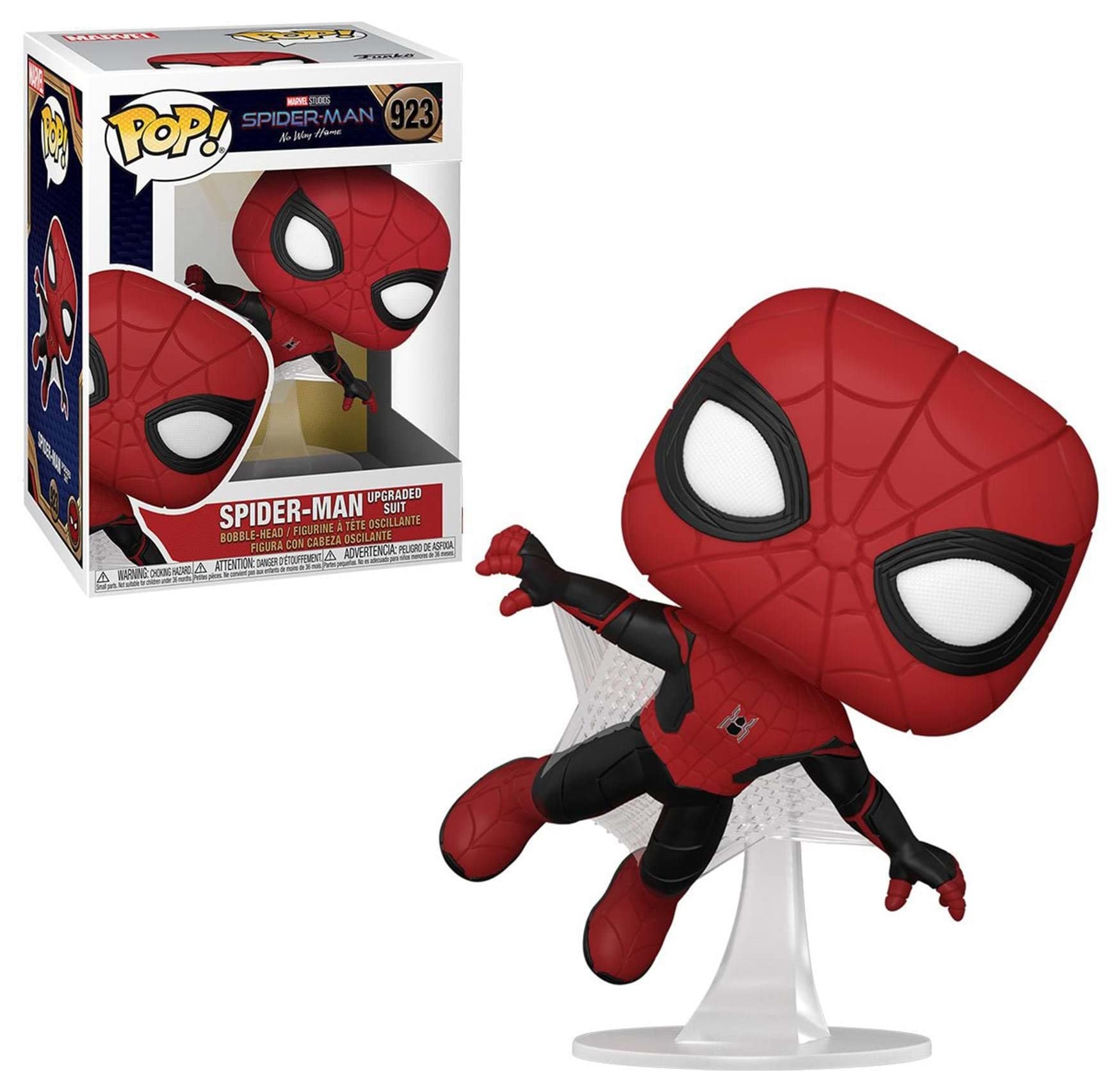 Spider-Man POP Marvel No Way Home in Upgraded Suit Funko Pop! Vinyl Figure (Bundled with Compatible Pop Box Protector Case), Multicolor, 3.75 inches