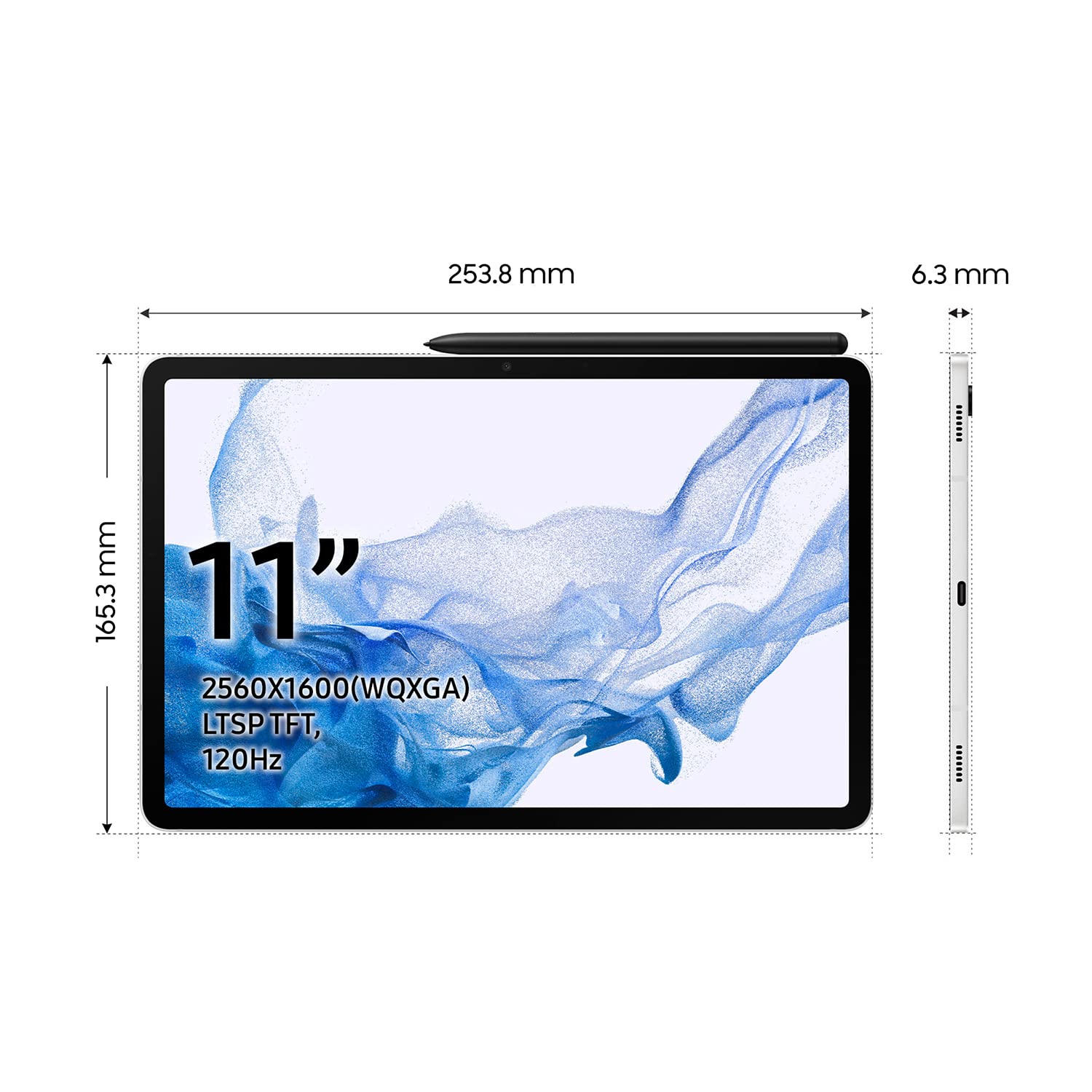 Samung Galaxy Tab S8 5G WiFi+LTE Factory Unlocked Tablet SM-X706B 11 Inch, 8GB RAM, 256GB Storage, Android Tablet Including S Pen EU/UK Model International Version (Silver)