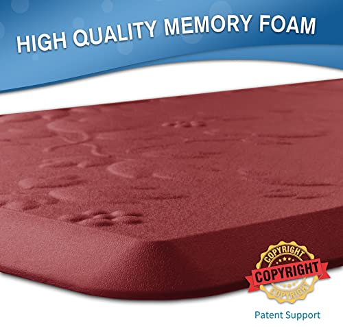 nbstep Anti Fatigue Mats for Kitchen Floor – 3/4 Inch Thick Comfort Kitchen Mat, Standing Desk Mat – Cushioned Memory Foam at Kitchen House Sink Office – Non Slip, Waterproof – Medium 17" x 39" Red