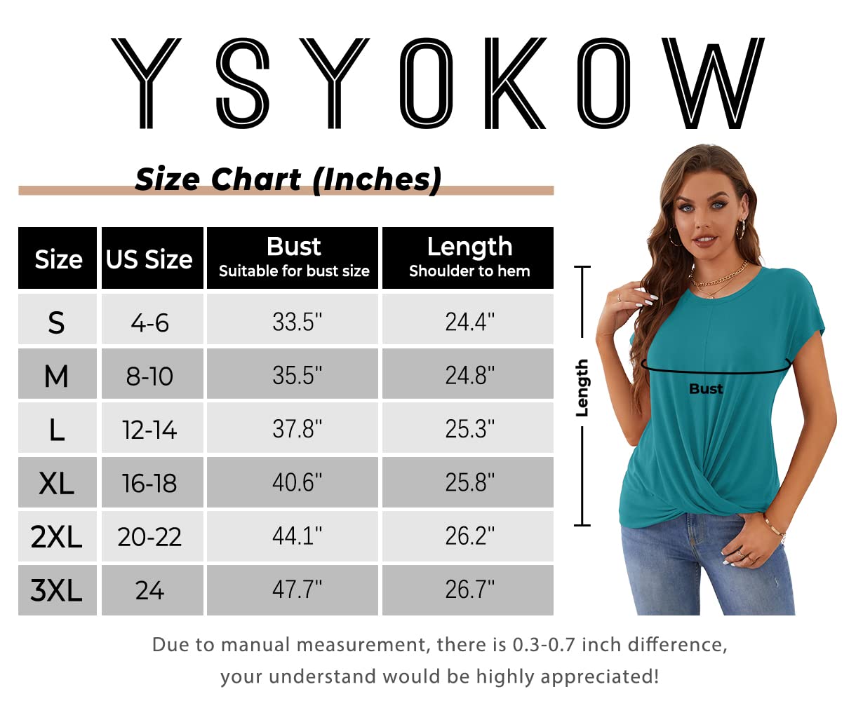 YSYOKOW Women's Blouses Casual Summer Short Sleeve T Shirts Loose Front Twist Tops(Polka Dot Black, X-Large)