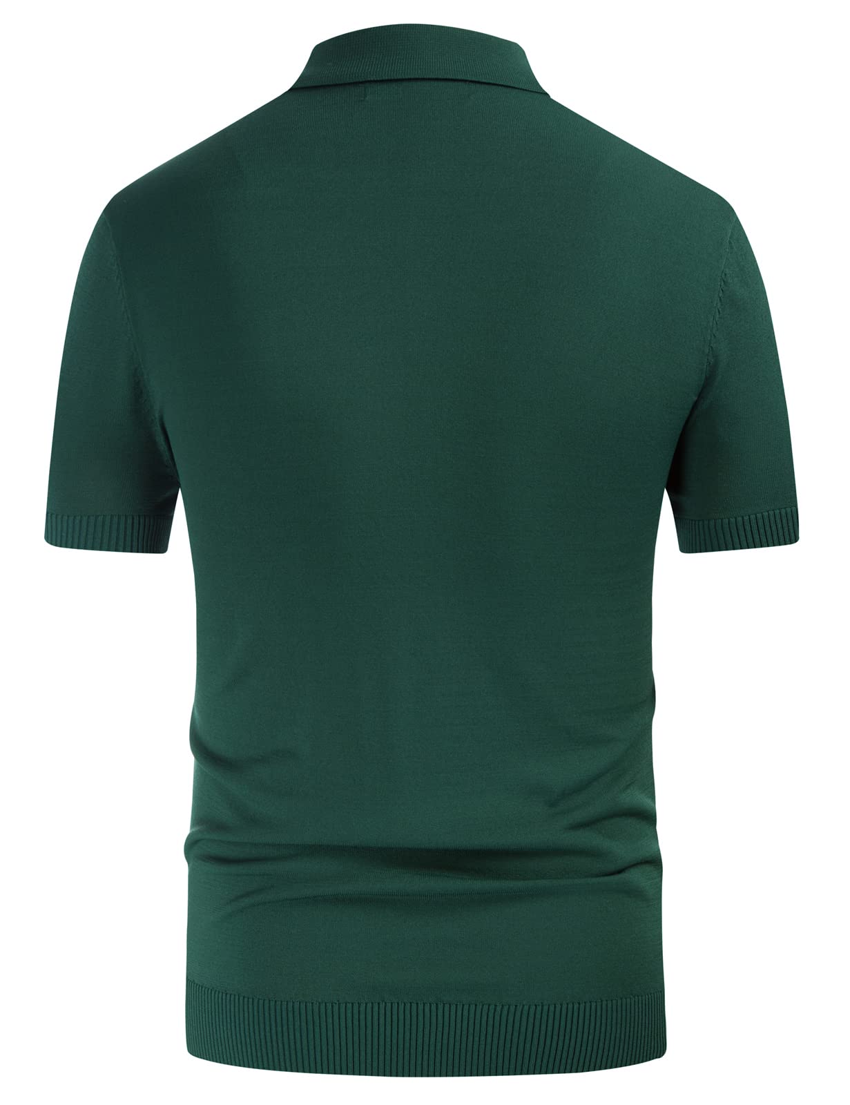 PJ PAUL JONES Mens Retro Striped Polo Shirt Short Sleeve Button Down Knitted Shirts Green M