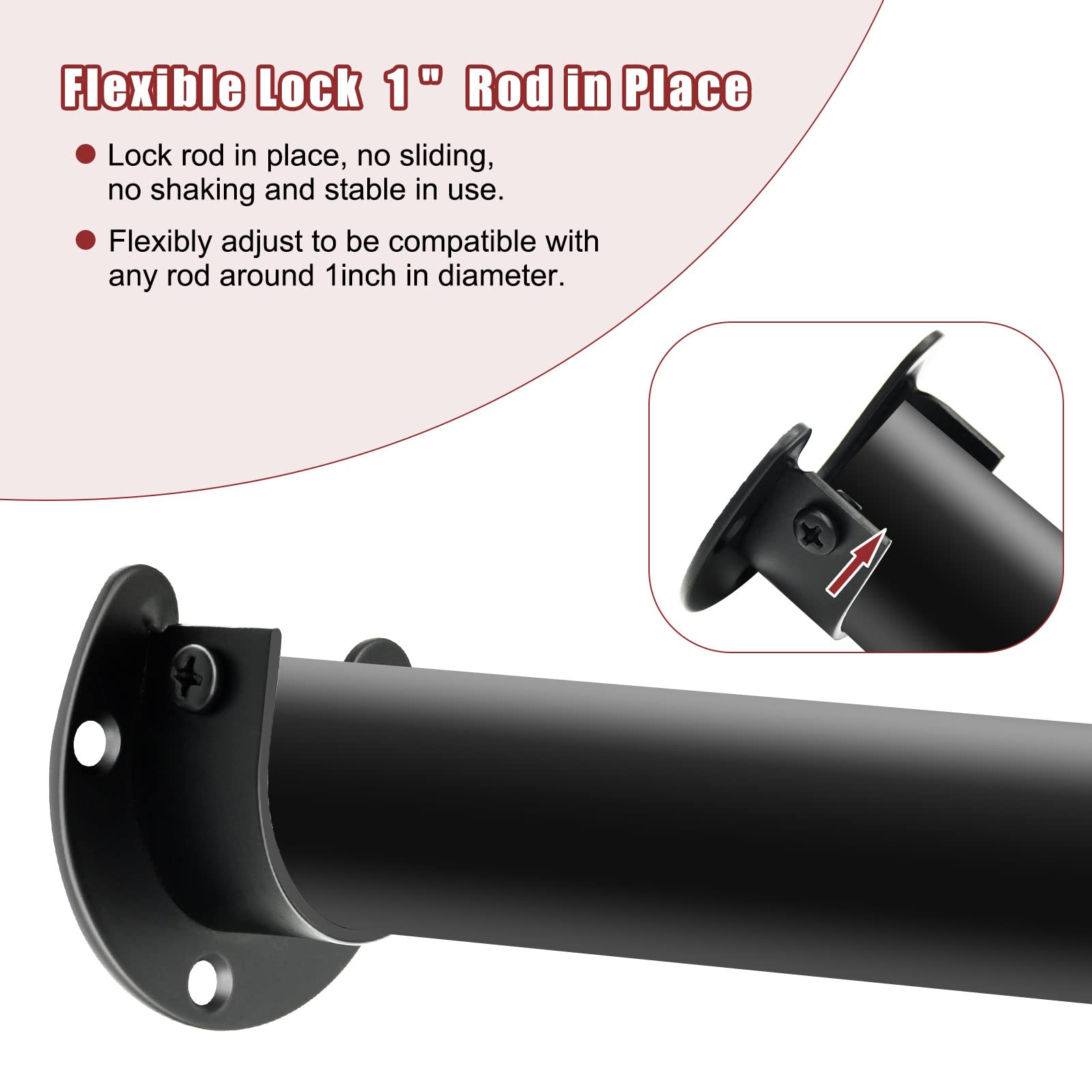 Closet Rod Brackets 1 Inch Heavy Duty Metal Closet Rod End Support Pole Sockets Wardrobe Flange Set Black Closet Rod Holders U Shaped Stainless Steel Shower Curtain Rods Holder 4 Pack