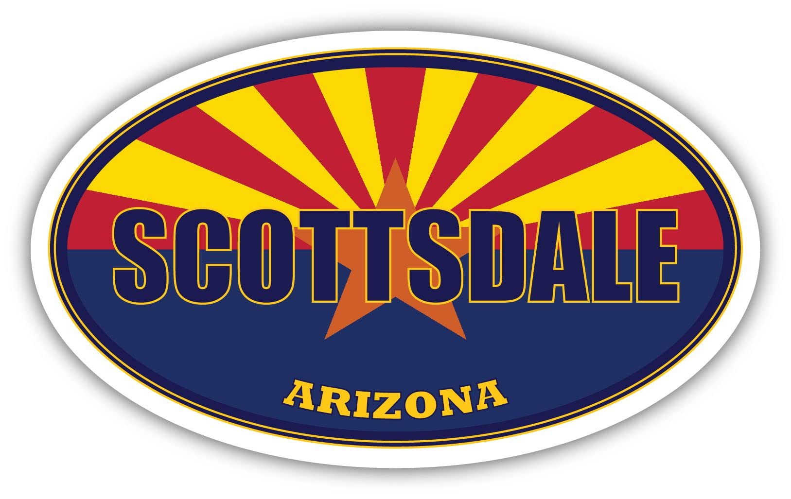 Scottsdale City Arizona State Flag | AZ Flag Maricopa County Oval State Colors Bumper Sticker Car Decal 3x5 inches