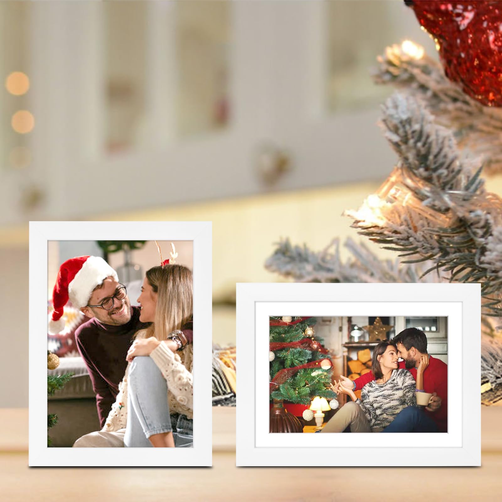 BSRHOME 11x14 Picture Frame Set of 6 with Plexiglass, Display Pictures 8x10 with Mat or 11x14 Without Mat for Tabletop Display and Wall Mounting, White