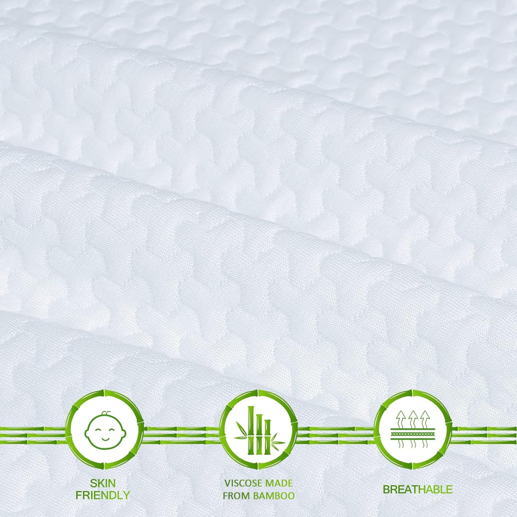 3 Inch Mattress Topper Cover Full Cooling Bamboo Rayon Zippered Cover with Adjustable Straps for Latex Memory Foam Mattress Topper
