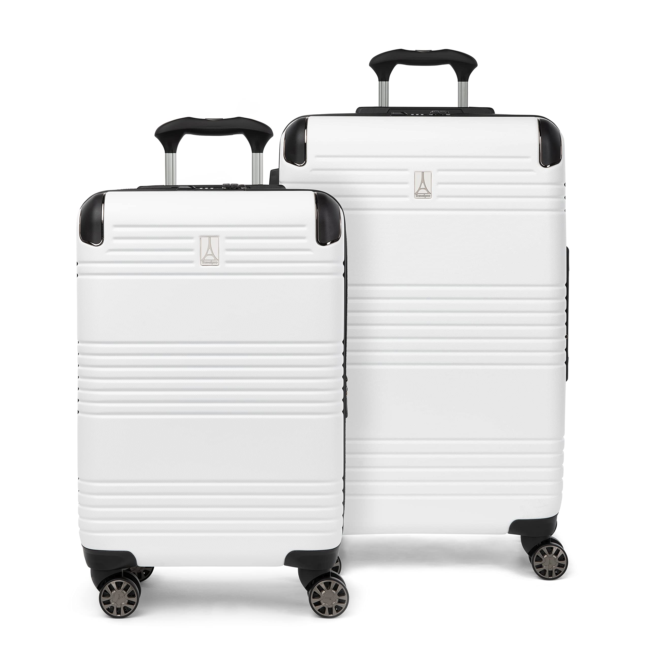 Travelpro Roundtrip Hardside Expandable Luggage, TSA Lock, 8 Spinner Wheels, Hard Shell Polycarbonate Suitcase, White, 2-Piece Set (21/25)