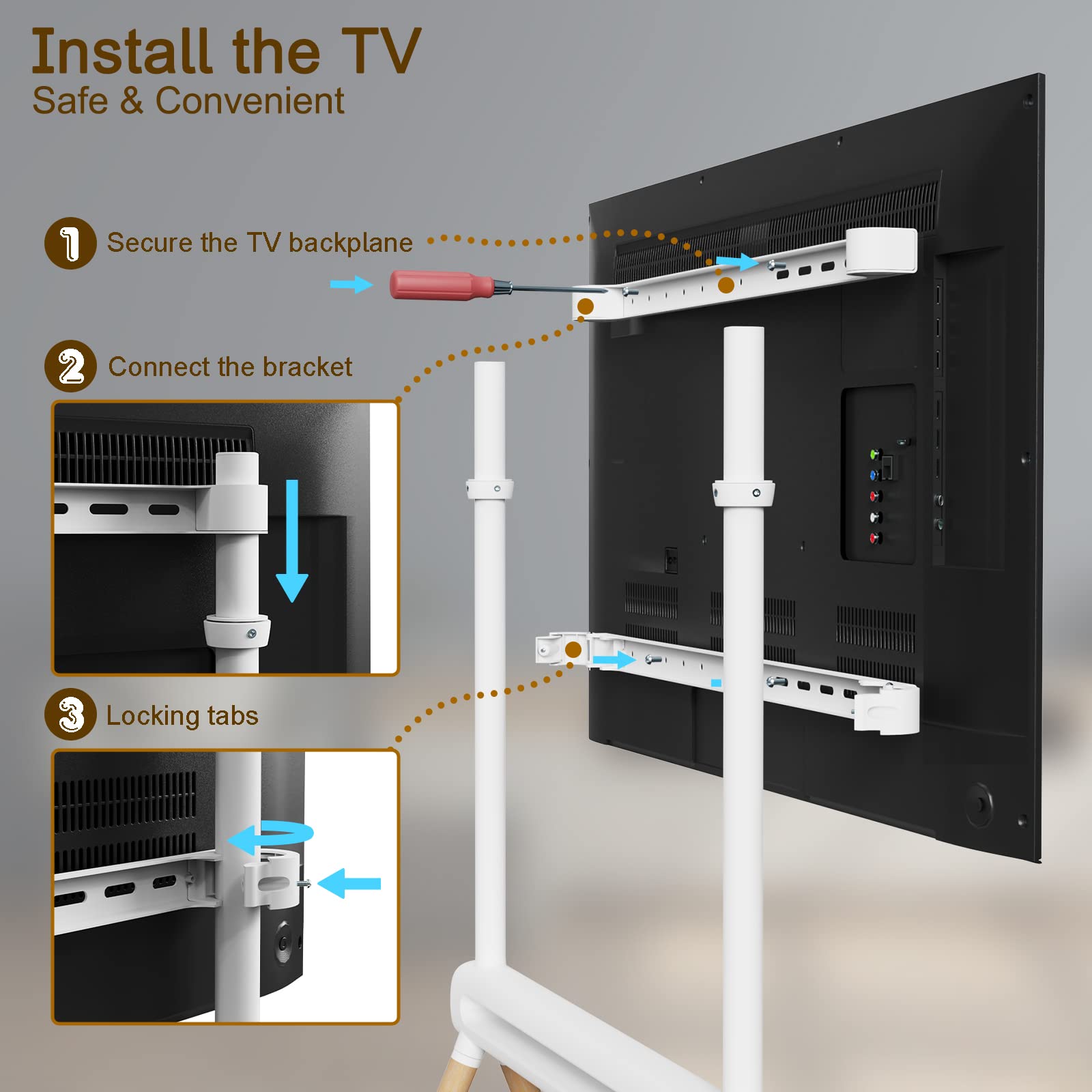 PUTORSEN Artistic Easel TV Floor Stand for 49 to 70 inch LED LCD Screens, Studio TV Display Stand with VESA 200x200 to 600x400mm and Max Load 100 Lbs, Adjustable TV Mount with 4 Legs, Color White