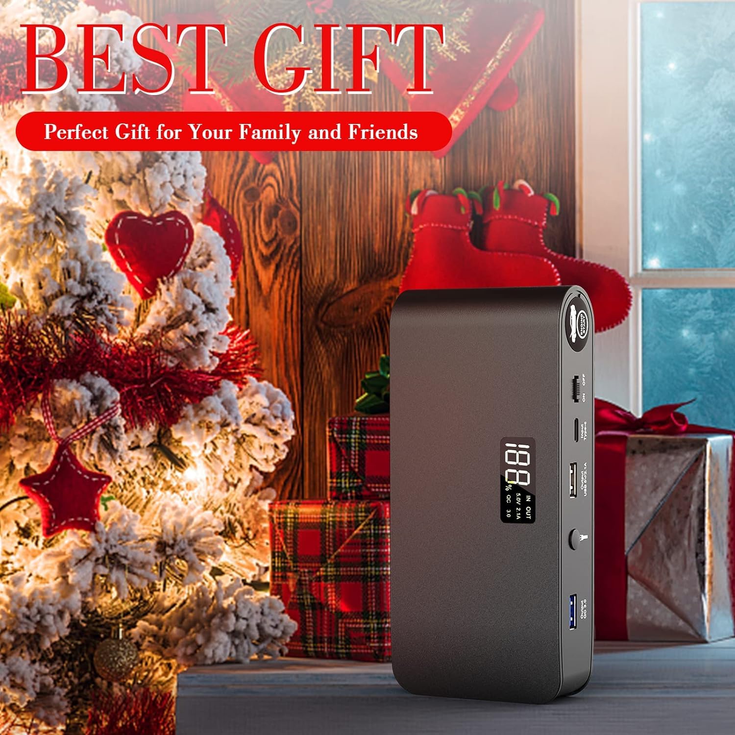 3000A Peak Battery Jump Starter 16000mAh Jump Pack 1600A Rated 12V with Jumper Cables, Portable Battery Booster with USB QC 3.0 PD 18W Fast Charging for Car 7.2L Gas/5.5L Diesel Engine