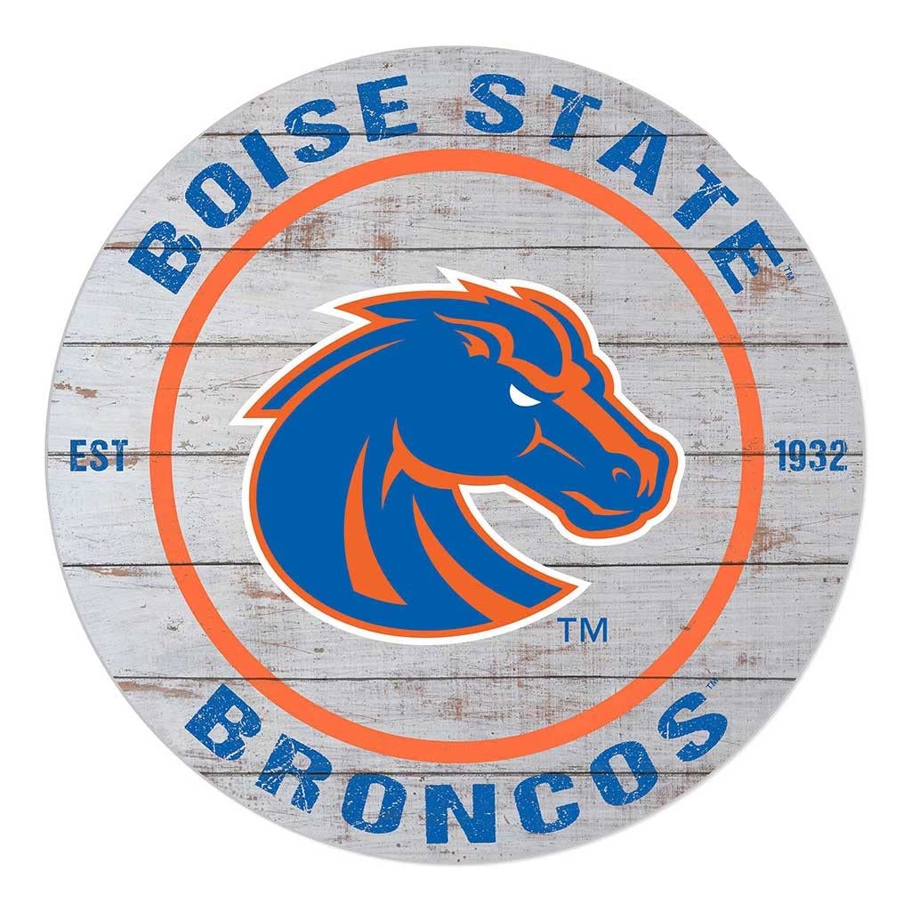 KH Sports Fan Boise State Broncos Indoor Outdoor Weathered Circle Sign, 20x20 Inches, Display Your Team Spirit with This Unique Boise State Broncos Wall Art