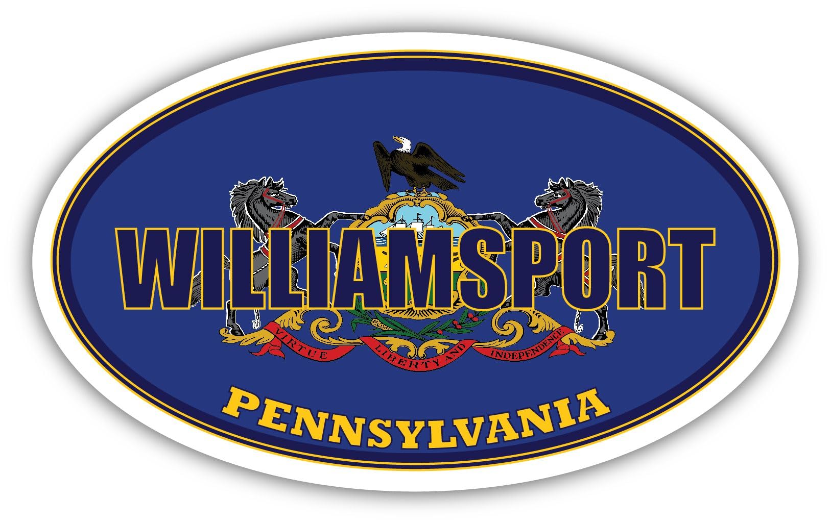 Williamsport City Pennsylvania State Flag | PA Flag Lycoming County Oval State Colors Reflective Sticker Car Decal 3x5 inches