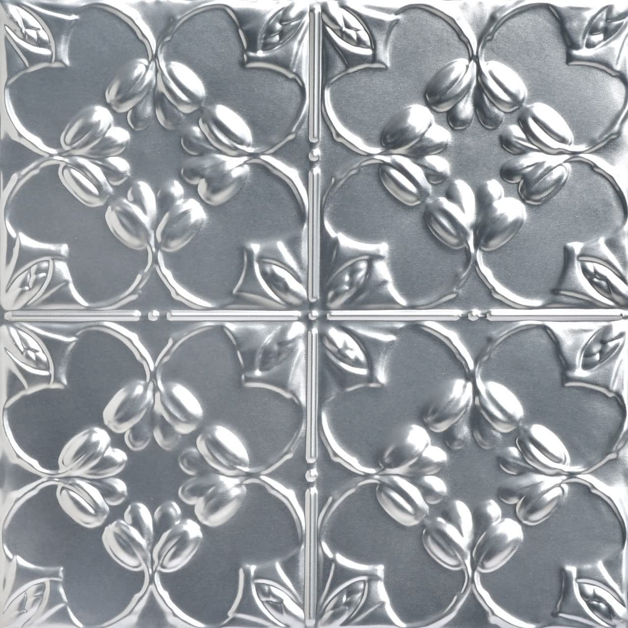 Shanko SK302-laq-24X24-N-12 Lilac Stamped Metal Nail-up Tin Ceiling Tile (48 sq. ft), Silver Pack of 12 (Nail-up)