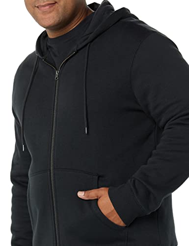 Goodthreads Men's Full-Zip Washed Fleece Hoodie, Black, X-Large Tall